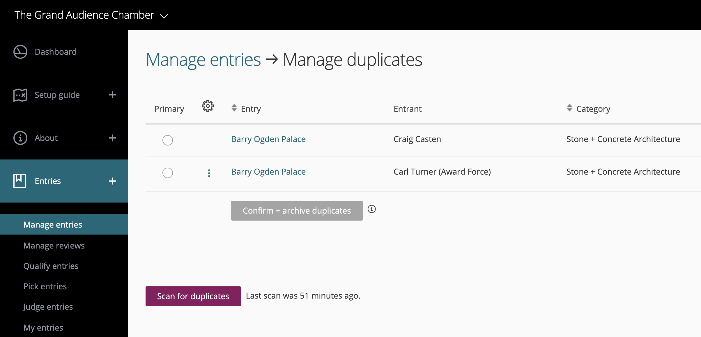 Manage Duplicate Entries Award Force Help Centre