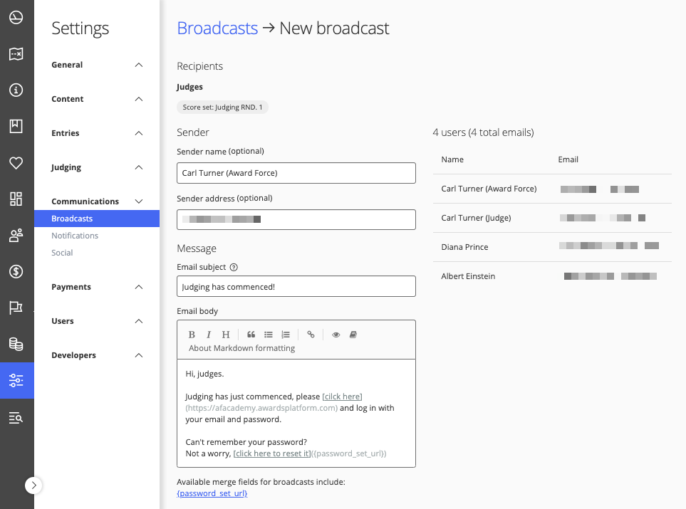 Recommended steps to start judging – Award Force Help Centre