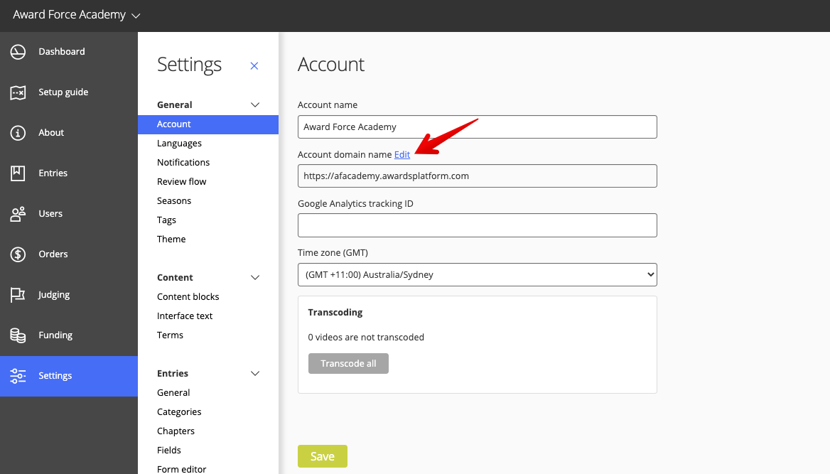 Custom domains – Award Force Help Centre