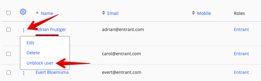 Block and unblock users – Award Force Help Centre