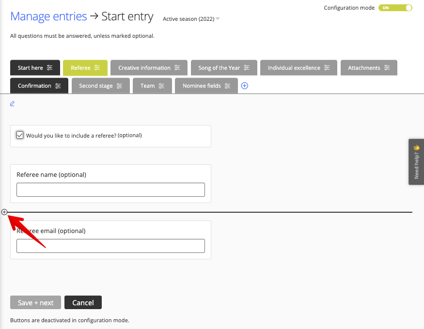 Field configuration – Award Force Help Centre