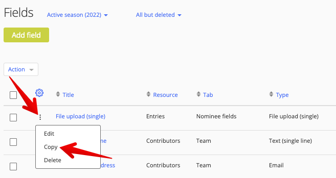 Field configuration – Award Force Help Centre