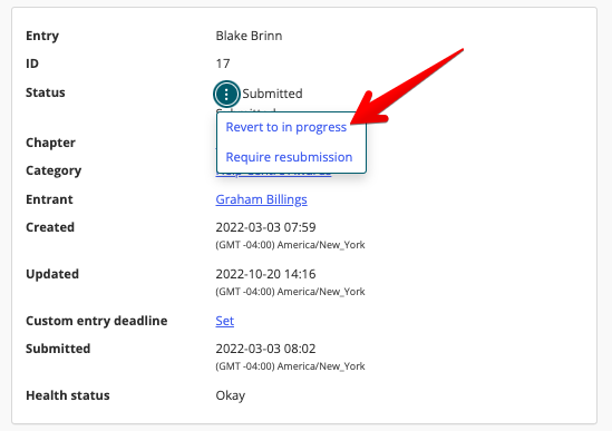 Entry resubmission – Award Force Help Centre