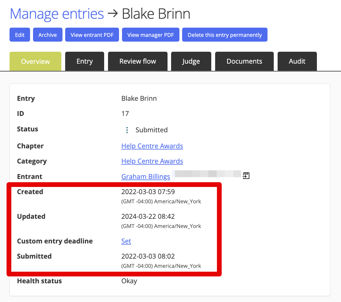 Entry timestamps: created, updated, & submitted – Award Force Help Centre Entry timestamps: created, updated, & submitted – Award Force Help Centre